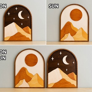 Sun Moon Wood Art, Total Solar Eclipse 2024, Living Room Decor, Sun ...