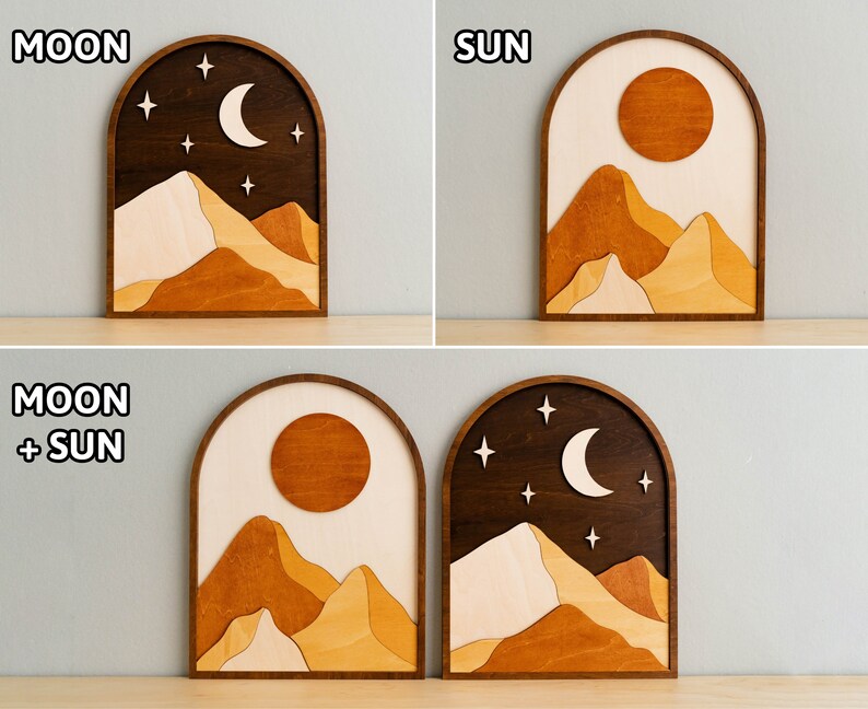 Sun Moon Wood Art, Total Solar Eclipse 2024, Living Room Decor, Sun ...