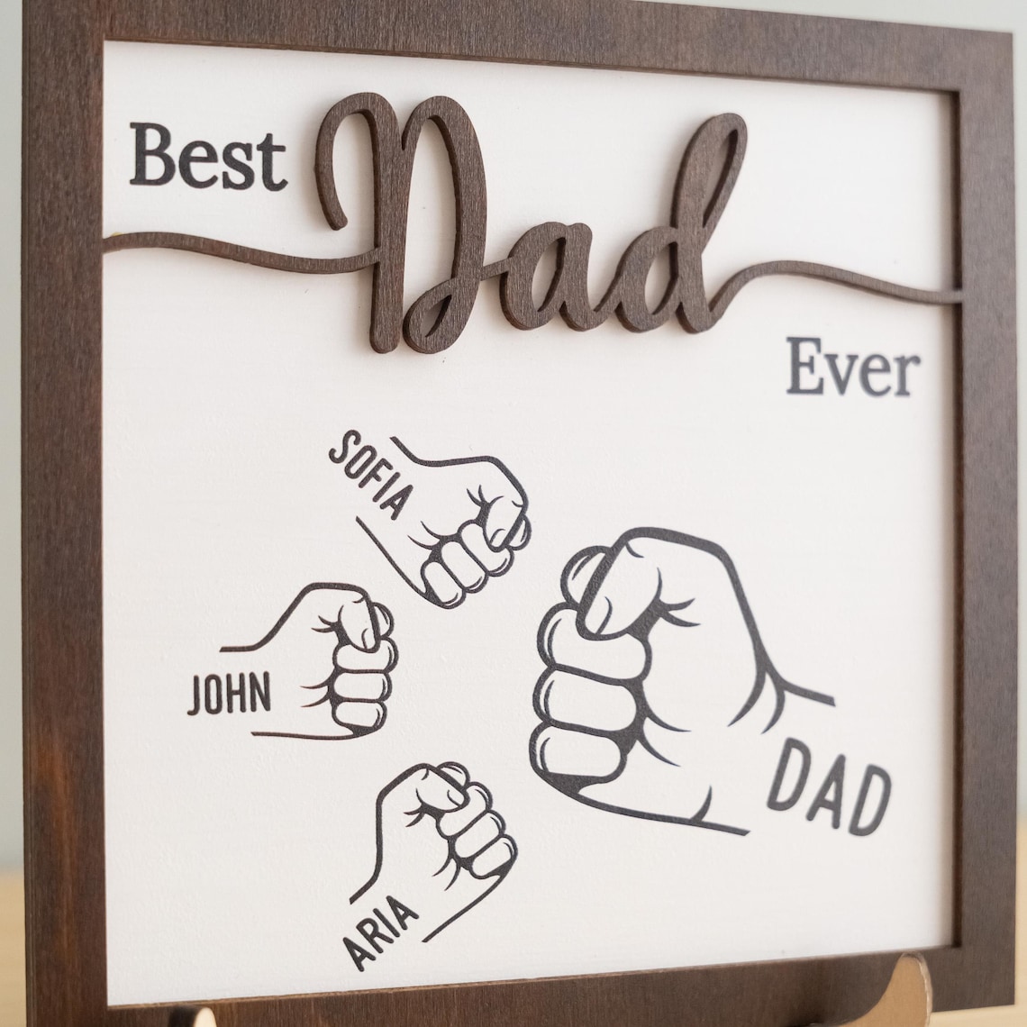 Custom Fist Bump Dad Sign, Personalized Wooden Gift From Kids, Father's ...