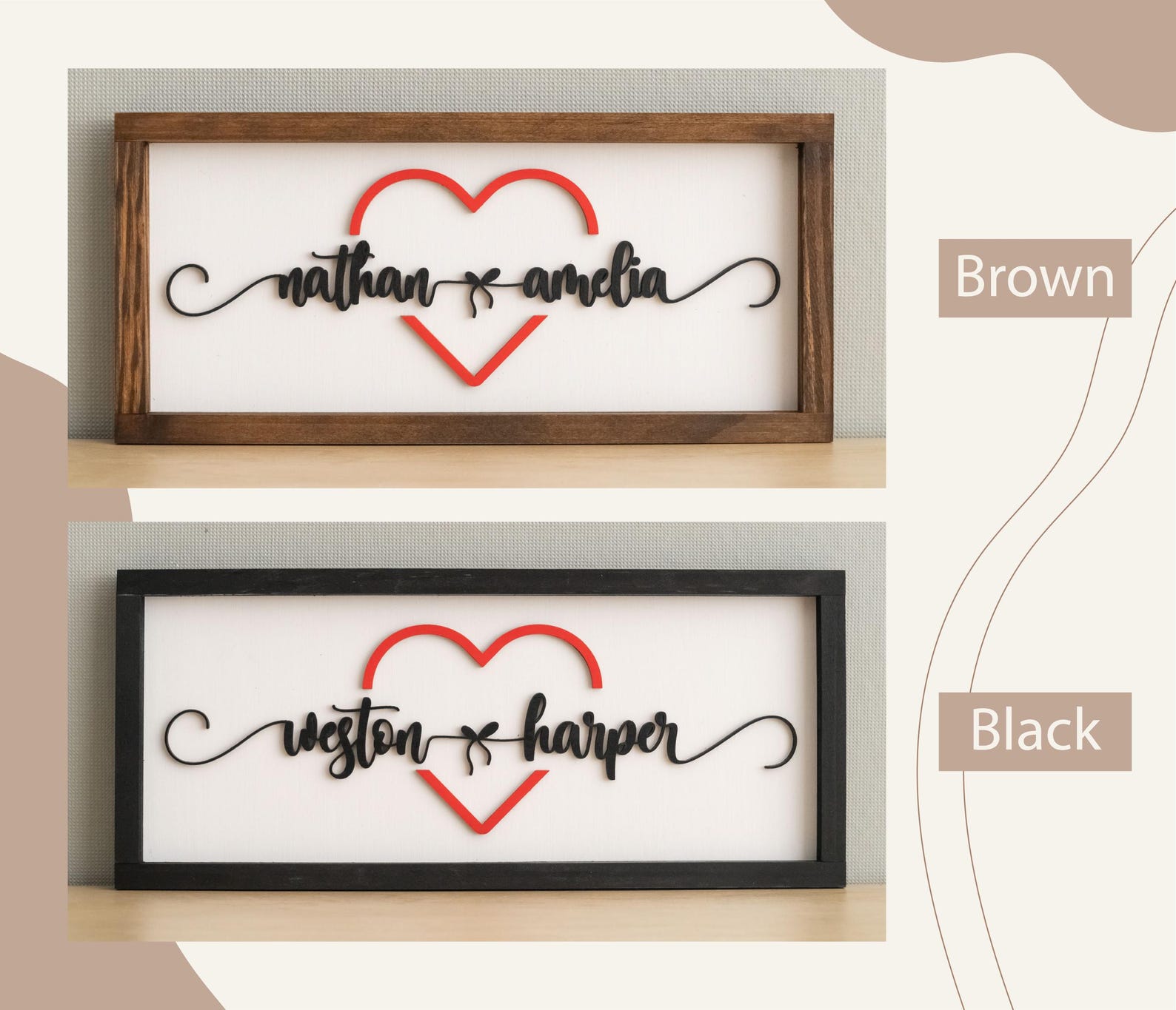 Personalized Couples Name Sign With Heart for Romantic Home Decor Y32 ...