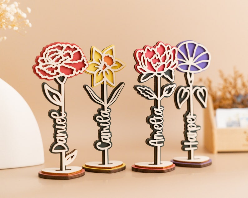 Custom Name Wooden Flower Stand, Personalized Floral Table Decor J48 - Etsy
