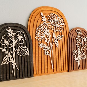 Wood Flower Framed Sign, Birth Flower Art, Farmhouse Wall Decor, Custom ...