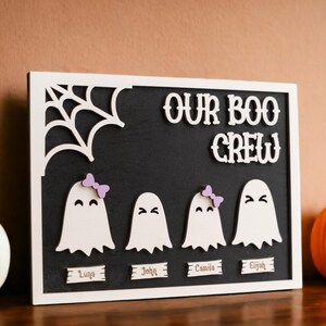 Our Boo Crew Personalized Ghost Family Sign – Wooden Halloween Decor ...