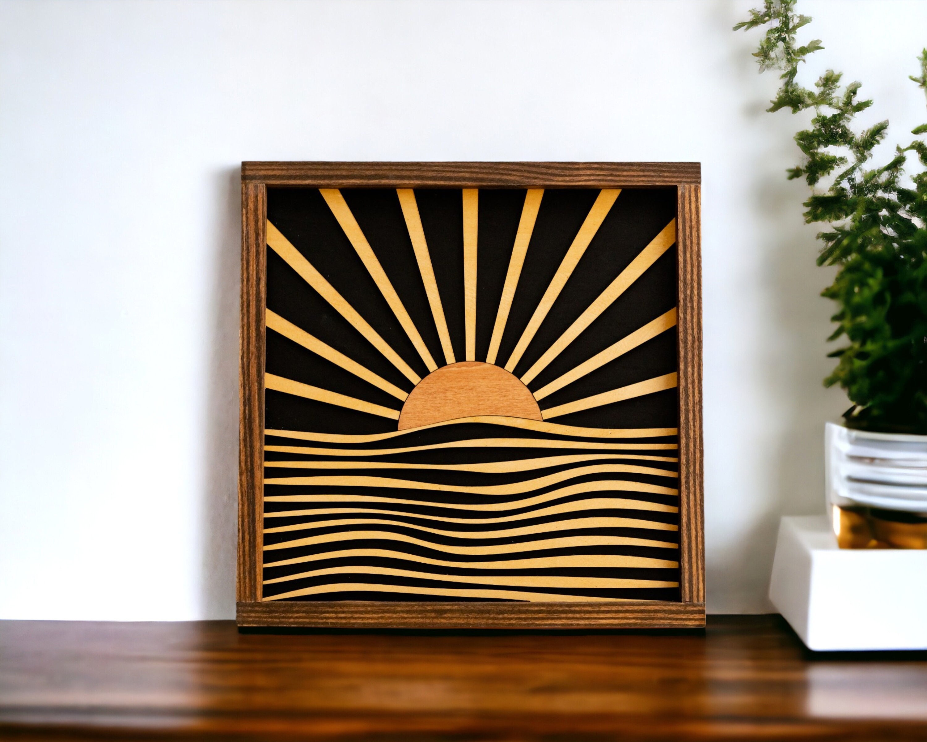 Sun Moon Wood Art, Room Decor Boho, Wood Art Hanging, Bohemian Wall ...