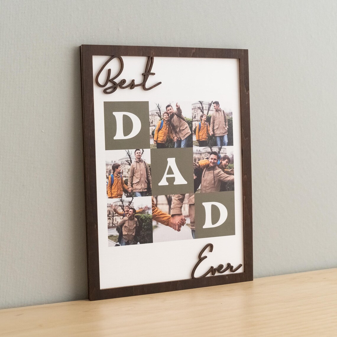 Custom Wooden Dad Picture Frame, Best Dad Ever Photo Gift for Father's ...