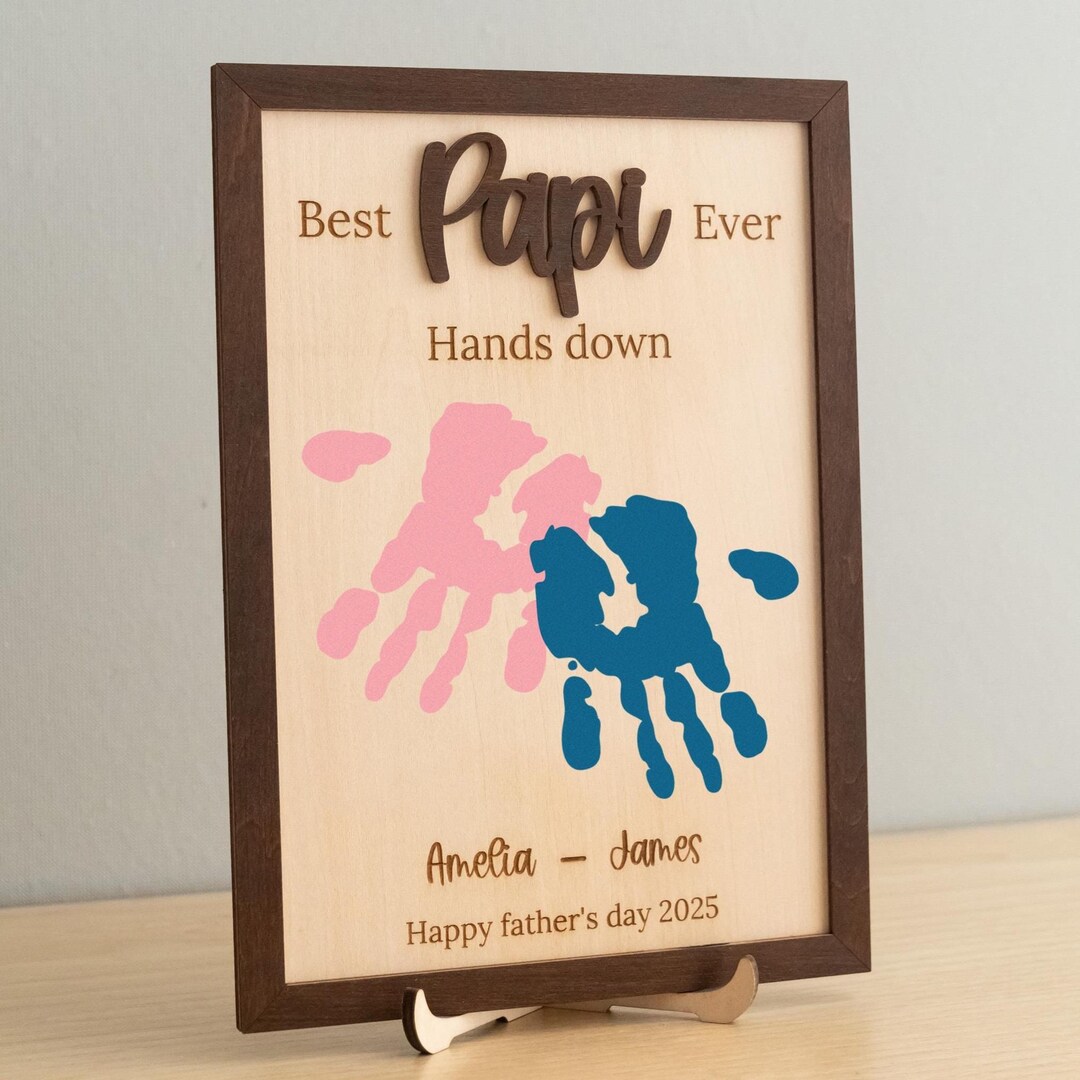 Daddy Handprint Art From Kids, Personalized Wood Sign, Custom Father's ...