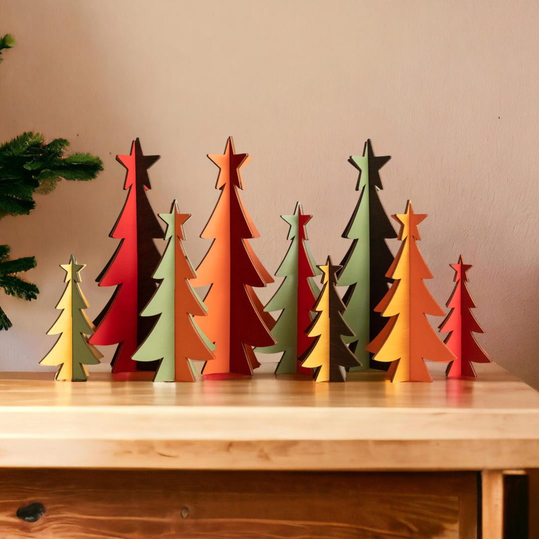 Set of Wooden Christmas Tree for Holiday Tabletop Display Y13 - Etsy