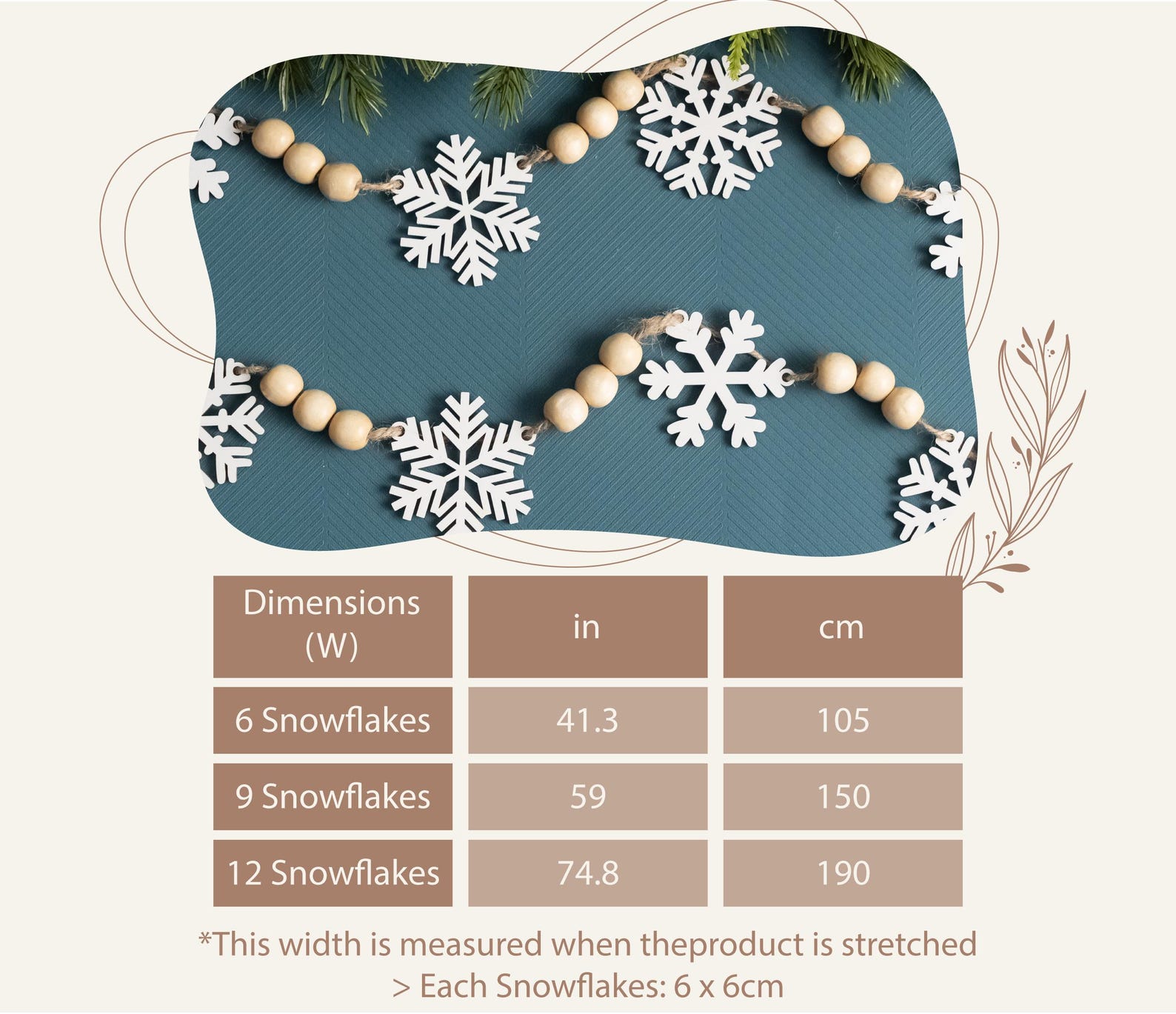 Christmas Snowflake Garland, Christmas Decor, Tree Decorations, Natural ...