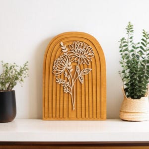 Wildflower Botanical Floral Wood Wall Hanging, Birth Month Flower Gift ...