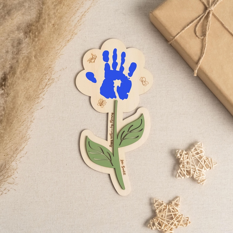 Custom Handprint Flower Wood Art, Personalized Home Display Y70 - Etsy