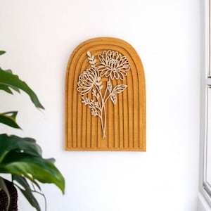 Wildflower Botanical Floral Wood Wall Hanging, Birth Month Flower Gift ...