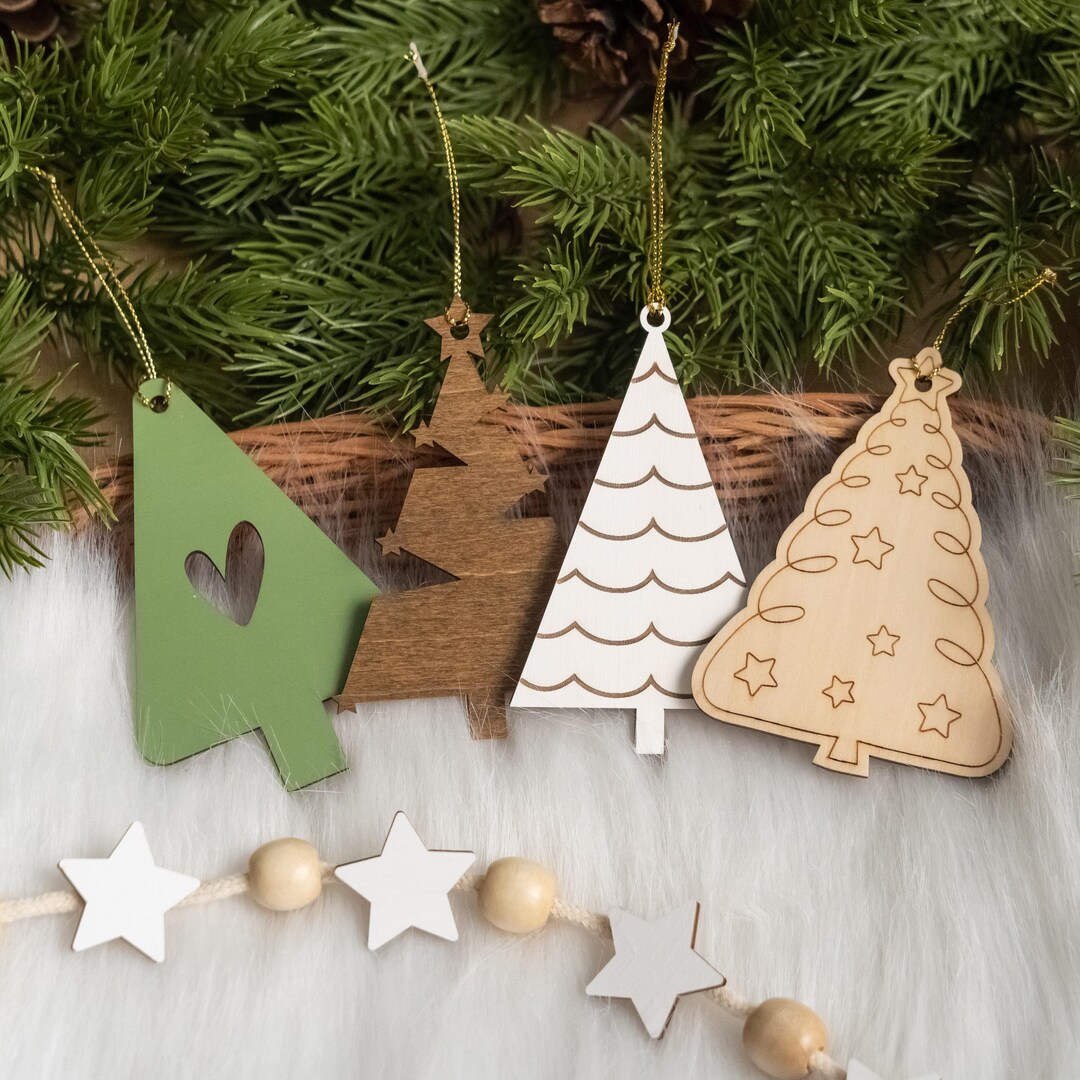 Scandi Style Wood Tree Ornament Set for Christmas O04 - Etsy