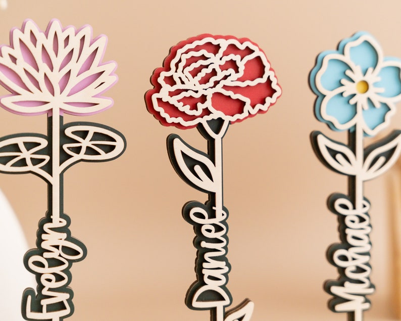 Custom Name Wooden Flower Stand, Personalized Floral Table Decor J48 - Etsy