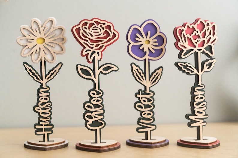 Personalized Wood Rose Flower, Wooden Rose Name, Wood Personalized ...