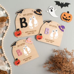 Halloween Footprint Keepsake Sign, Baby Announcement, Halloween Decor ...