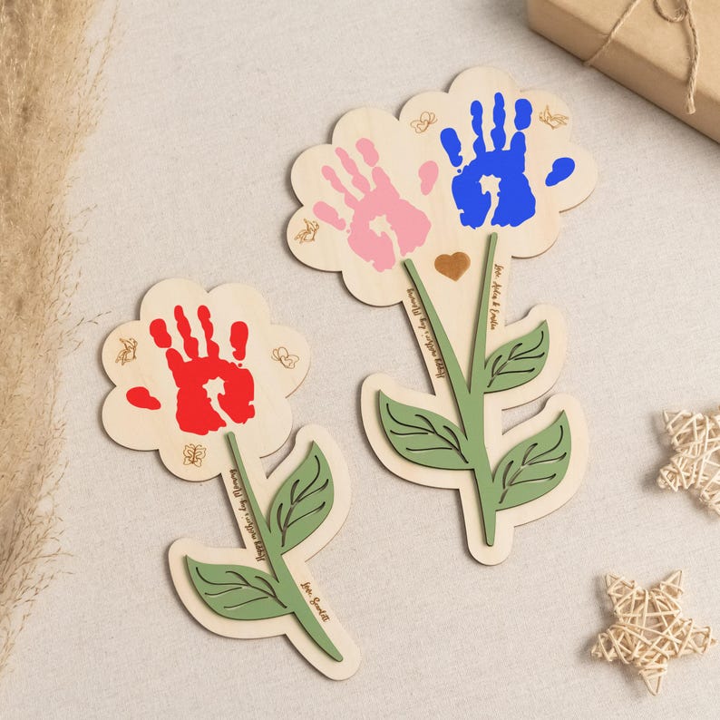 Custom Handprint Flower Wood Art, Personalized Home Display Y70 - Etsy