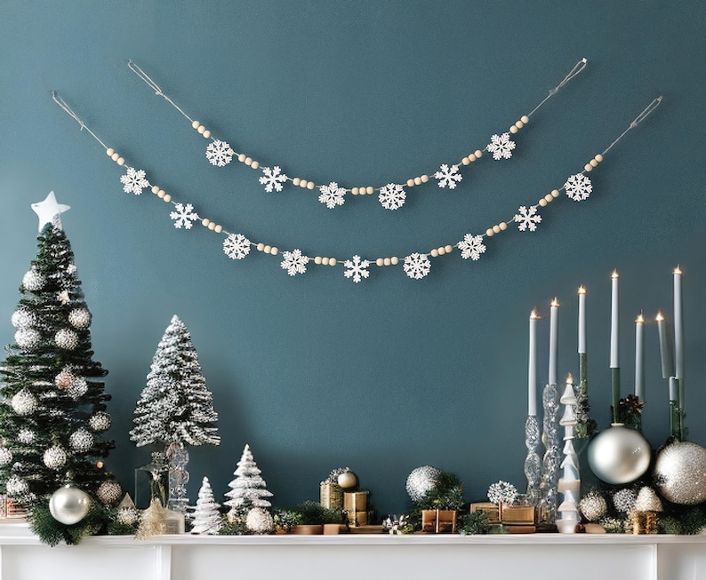 Christmas Snowflake Garland, Christmas Decor, Tree Decorations, Natural ...