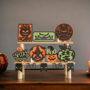 Wood Halloween Tiered Svg, Svg Cut File, Halloween Decor, Halloween ...