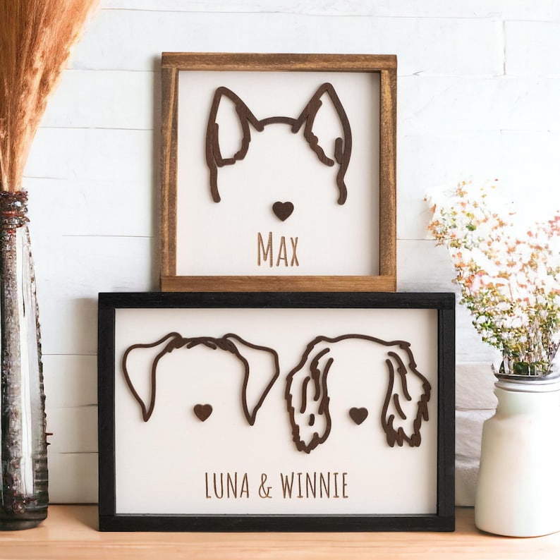 Custom Pet Ear Sign, Pet Memorial Gift, Dog Ear Outline, Dog Lover Gift ...