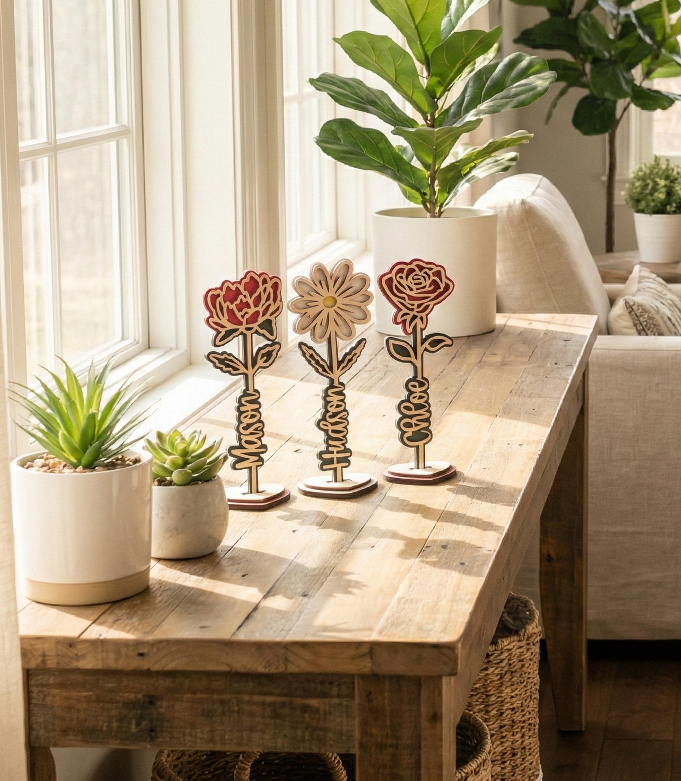 Personalized Wooden Flower Stand for Table Decor and Gifts J48 - Etsy