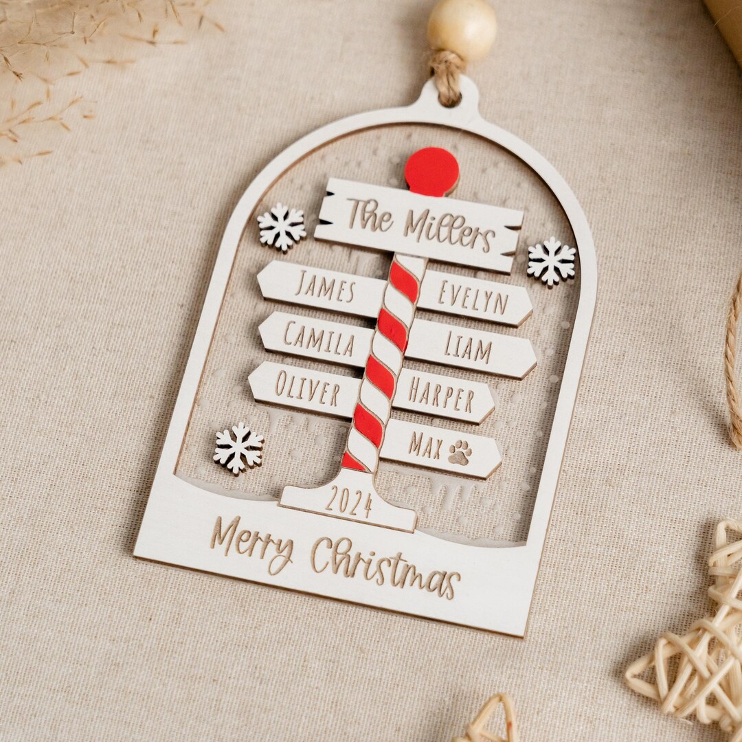 Christmas Family Ornament, Holiday Ornament, Wooden Ornament, Family ...