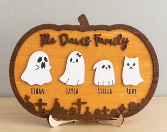 Halloween Family Sign, Personalized Halloween Sign, Ghost Family ...