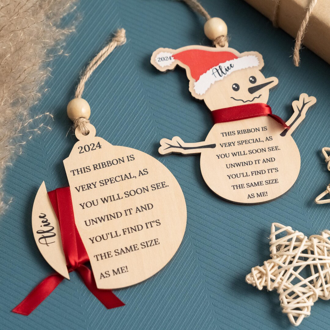 Kid Height Ribbon Ornament, Personalize Ornament, Christmas Height ...