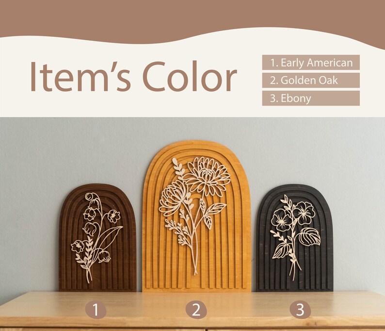 Wildflower Botanical Floral Wood Wall Hanging, Birth Month Flower Gift ...