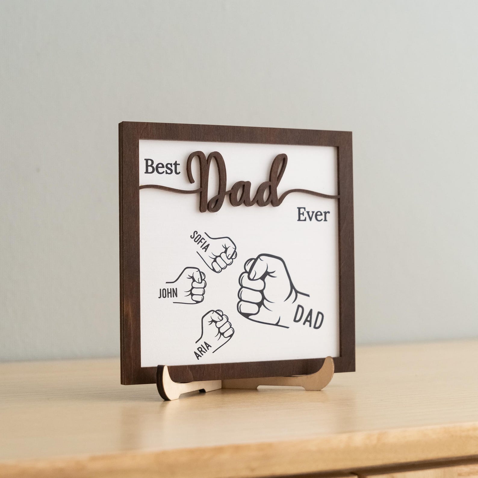 Custom Fist Bump Dad Sign, Personalized Wooden Gift From Kids, Father's ...