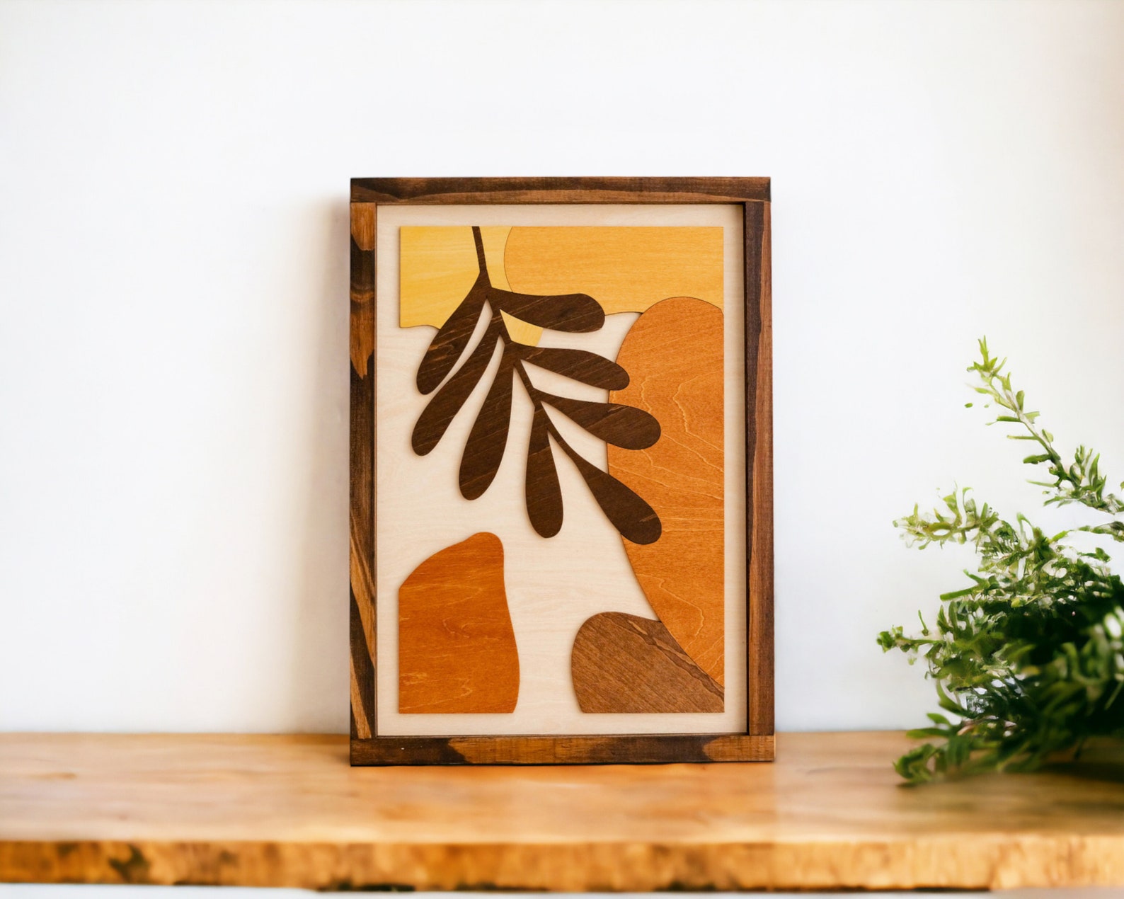 Tropical Leaf Wood Wall Art - Botanical Plant Wall Decor - Tree Art ...
