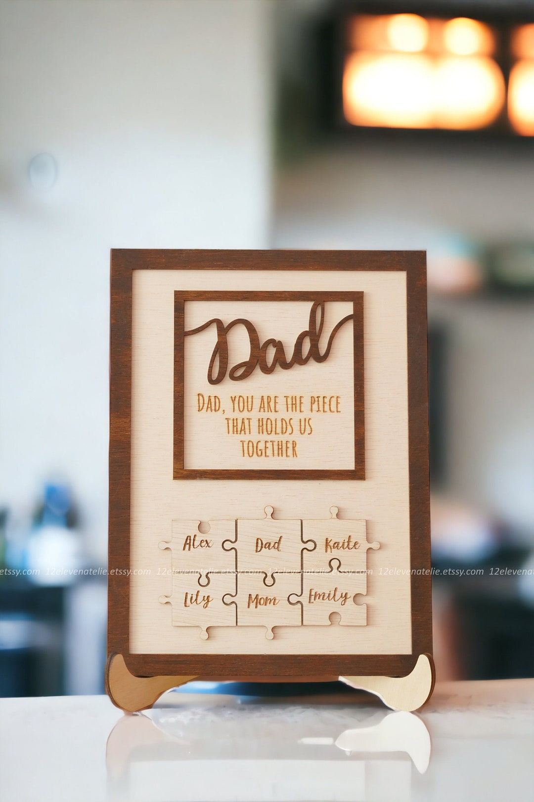 Father's Day Puzzle Sign, Personalized Frame, Dad Kids Name Sign ...