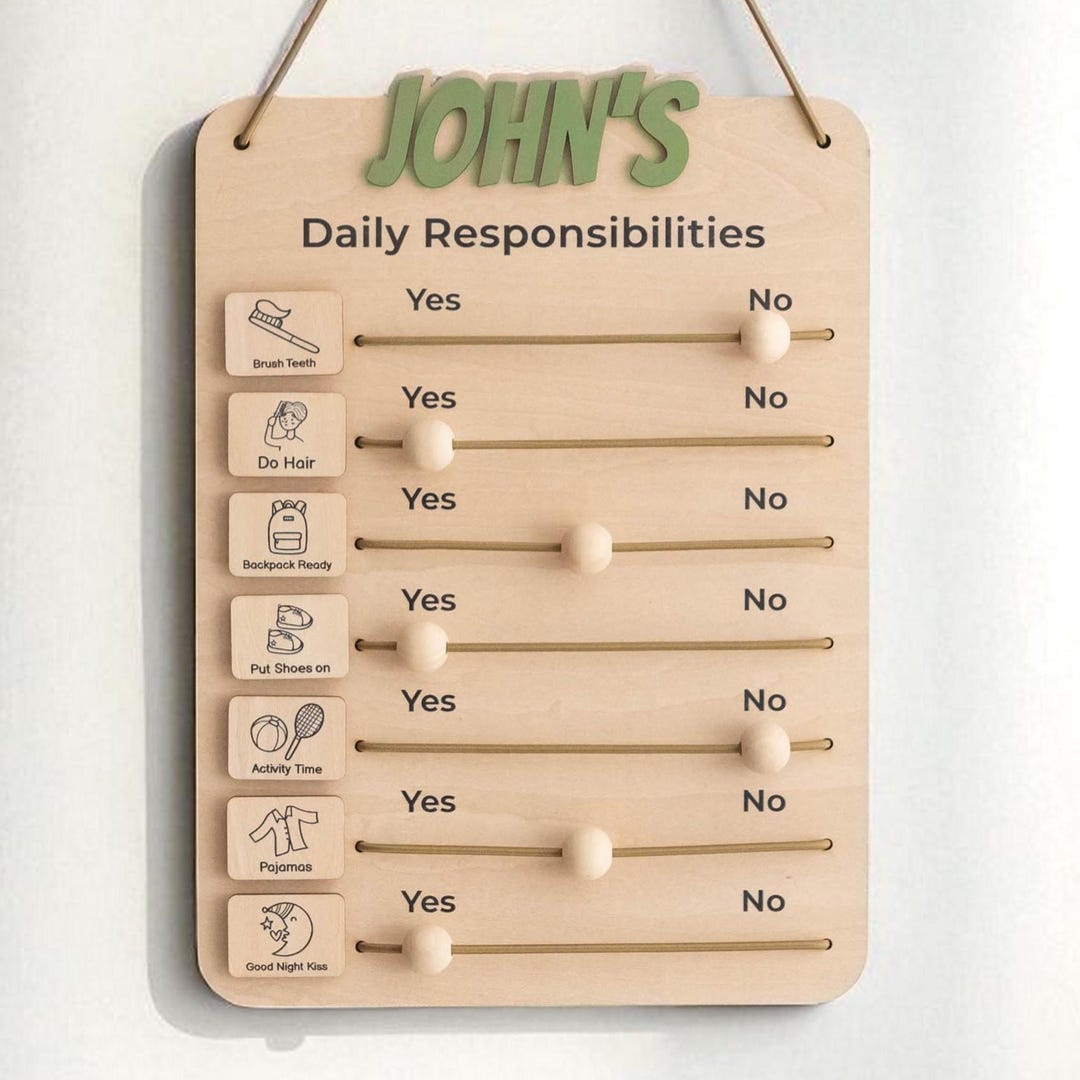 Minimalist Wooden Routine Chart – Kids Daily Task Tracker Y96 - Etsy