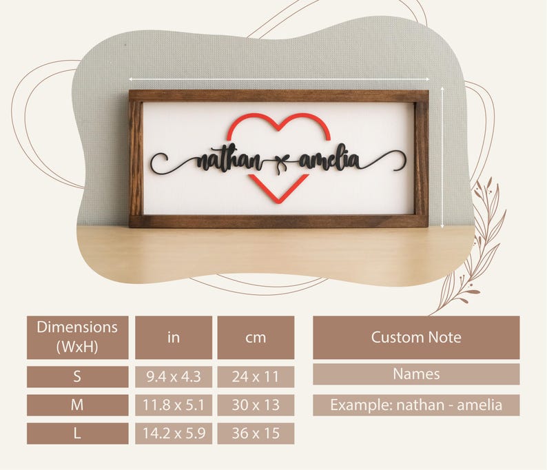 Personalized Couples Name Sign With Heart for Romantic Home Decor Y32 ...
