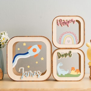 Baby Letter Money Box, Coin Bank, 1 Year Old Gift, Money Banks, Wooden ...