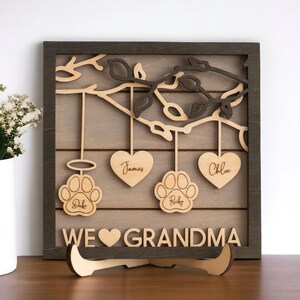 Wooden Family Tree, Personalized Name, Engraved Wood, Grandchildren ...