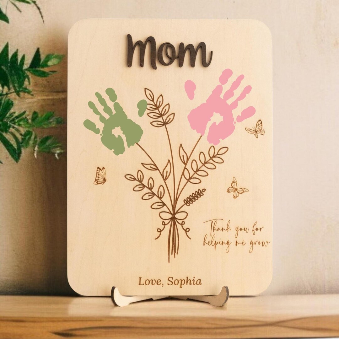 DIY Flower Handprint Art | Gift for Mom | Personalized Mother's Day ...