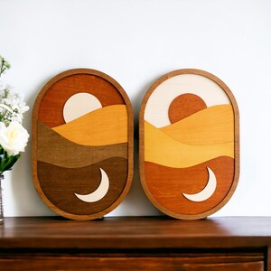Wood Wall Art, Sun Moon Decor, Minimalist Art, Modern Home Decor, Large ...