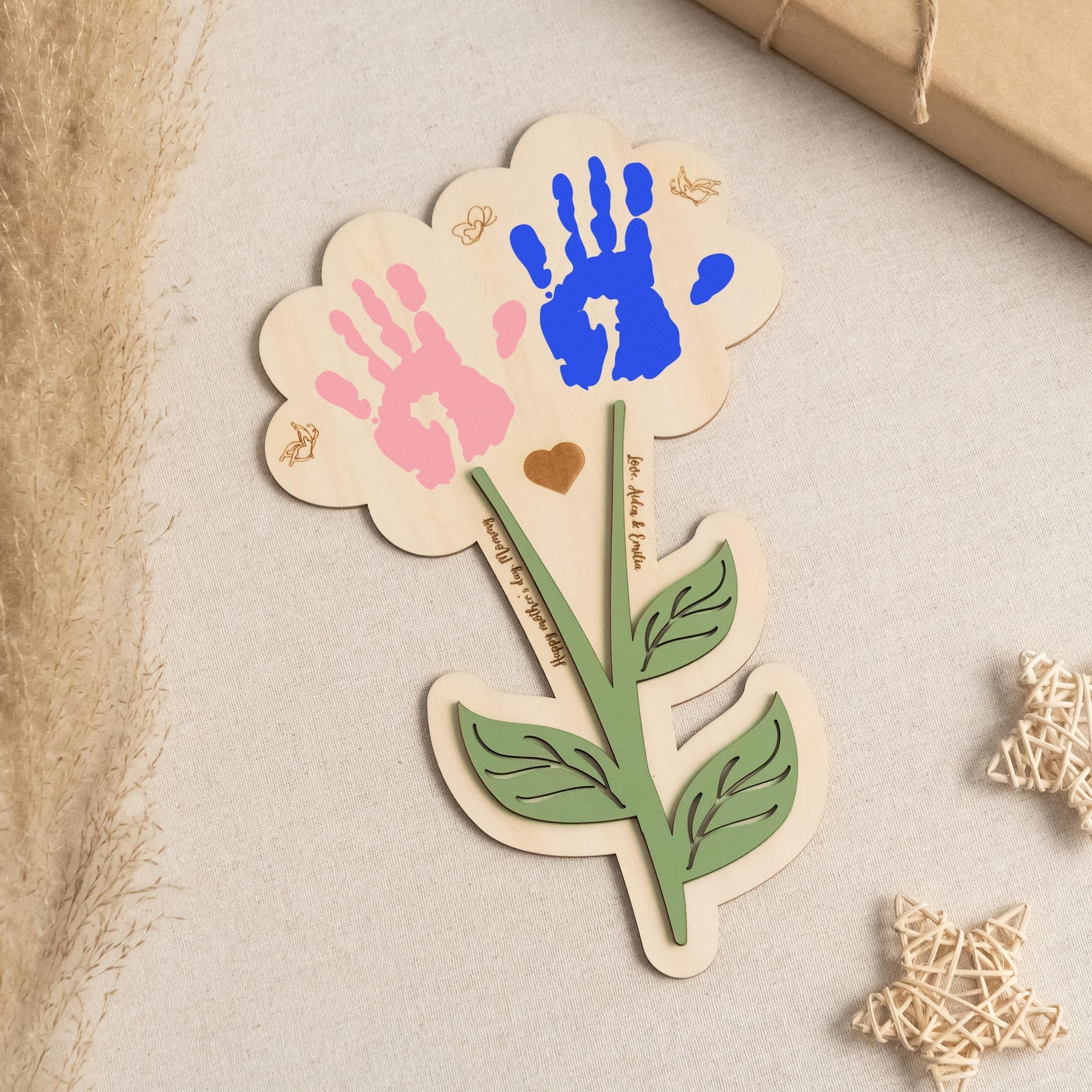 Personalized Floral Handprint Sign, Mother Day Art, Handprint Art ...