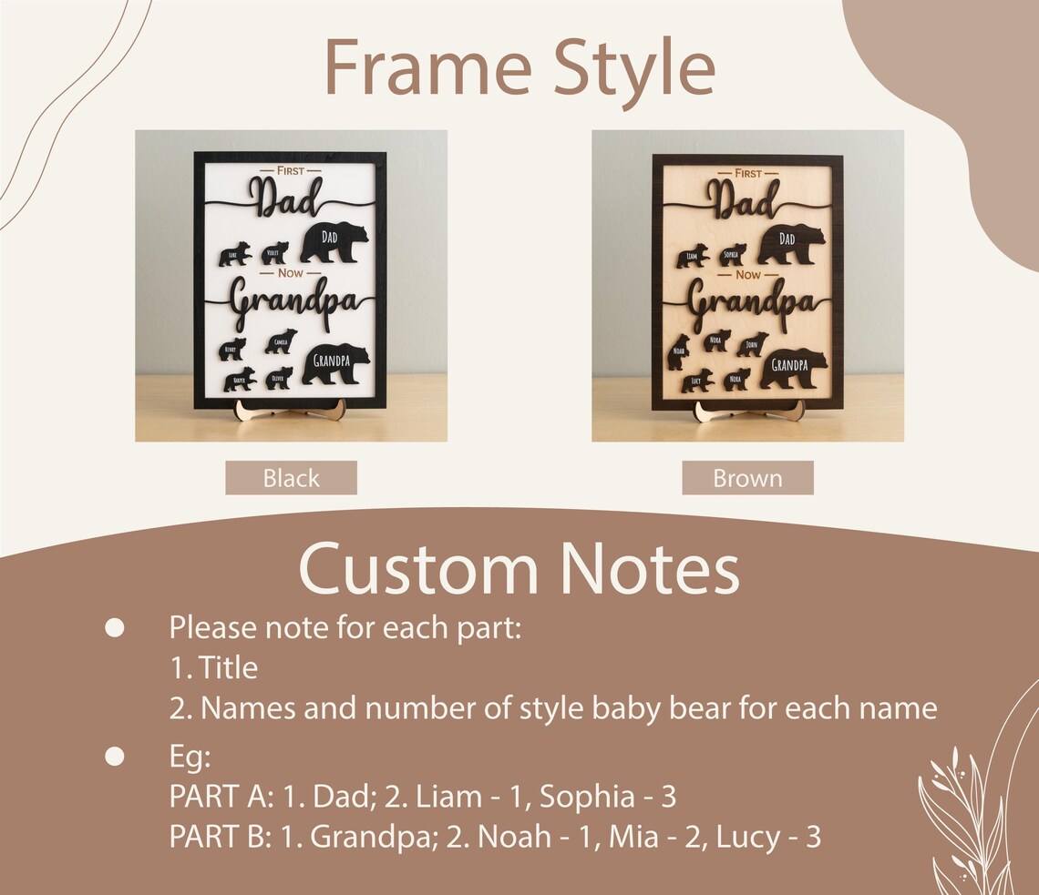 First Dad Now Grandpa Bear Sign, Personalized Wooden Gift From ...