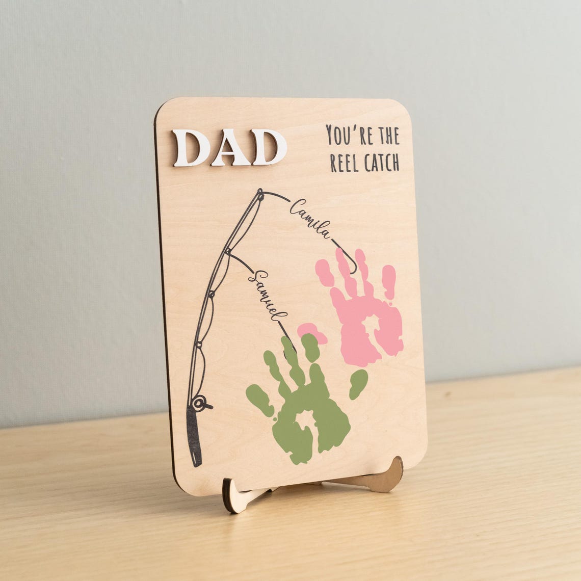 Personalized Fishing Handprint Sign for Dad, DIY Handprint Fishing Sign ...
