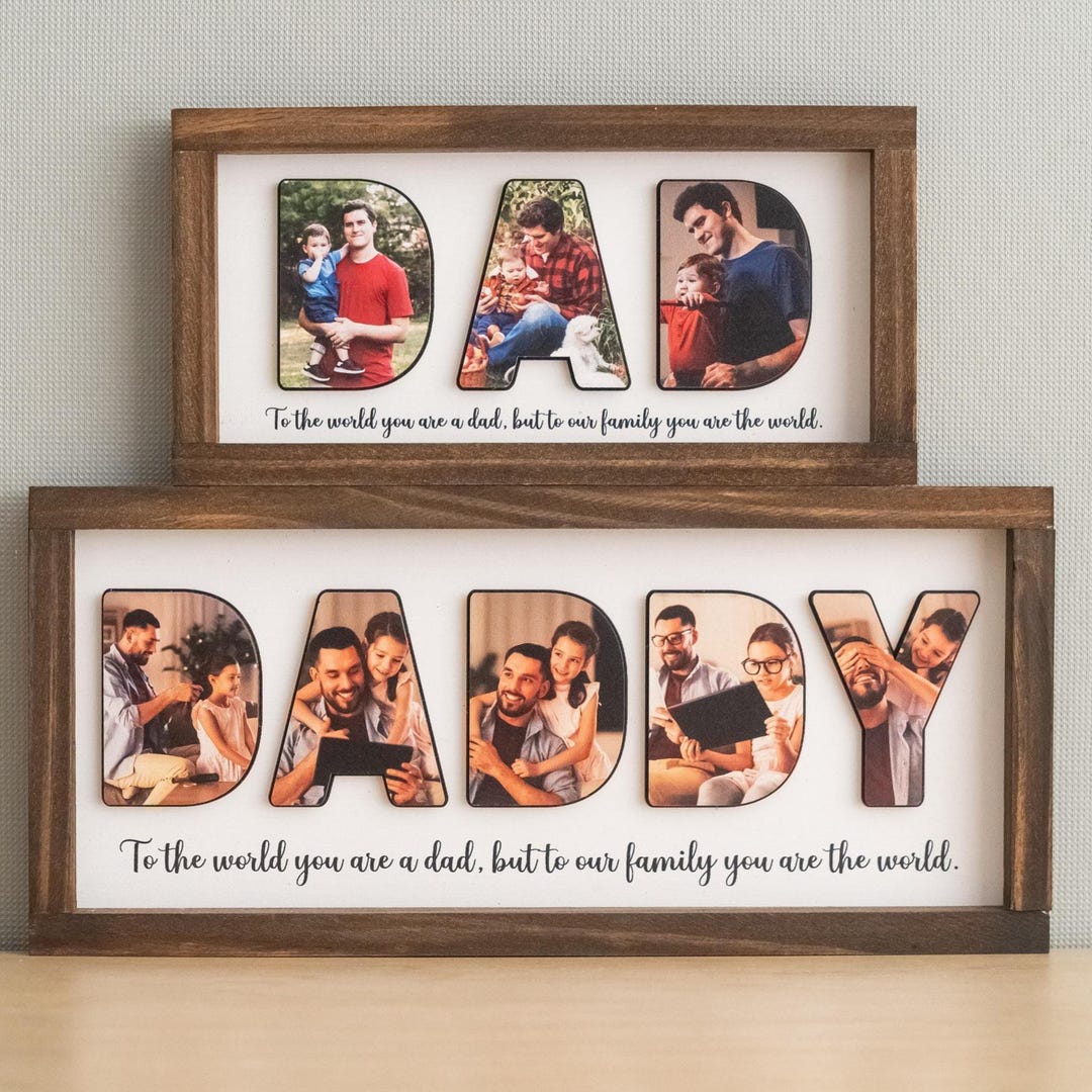 Father’s Day Photo Gift, Custom Wooden Photo Sign for Dad, Personalized ...