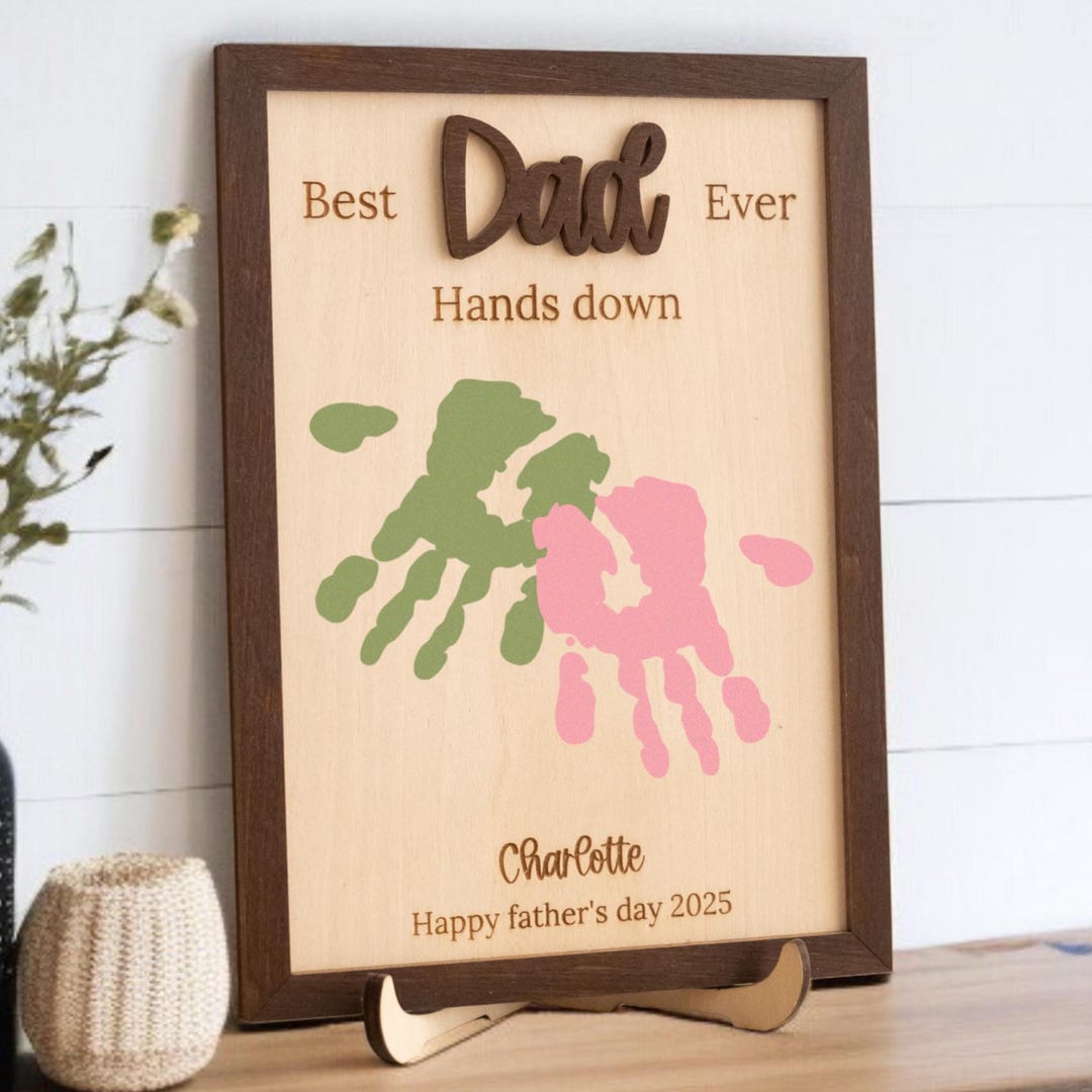 Personalized Handprint Frame for Dad, Best Dad Ever Gift From Children ...