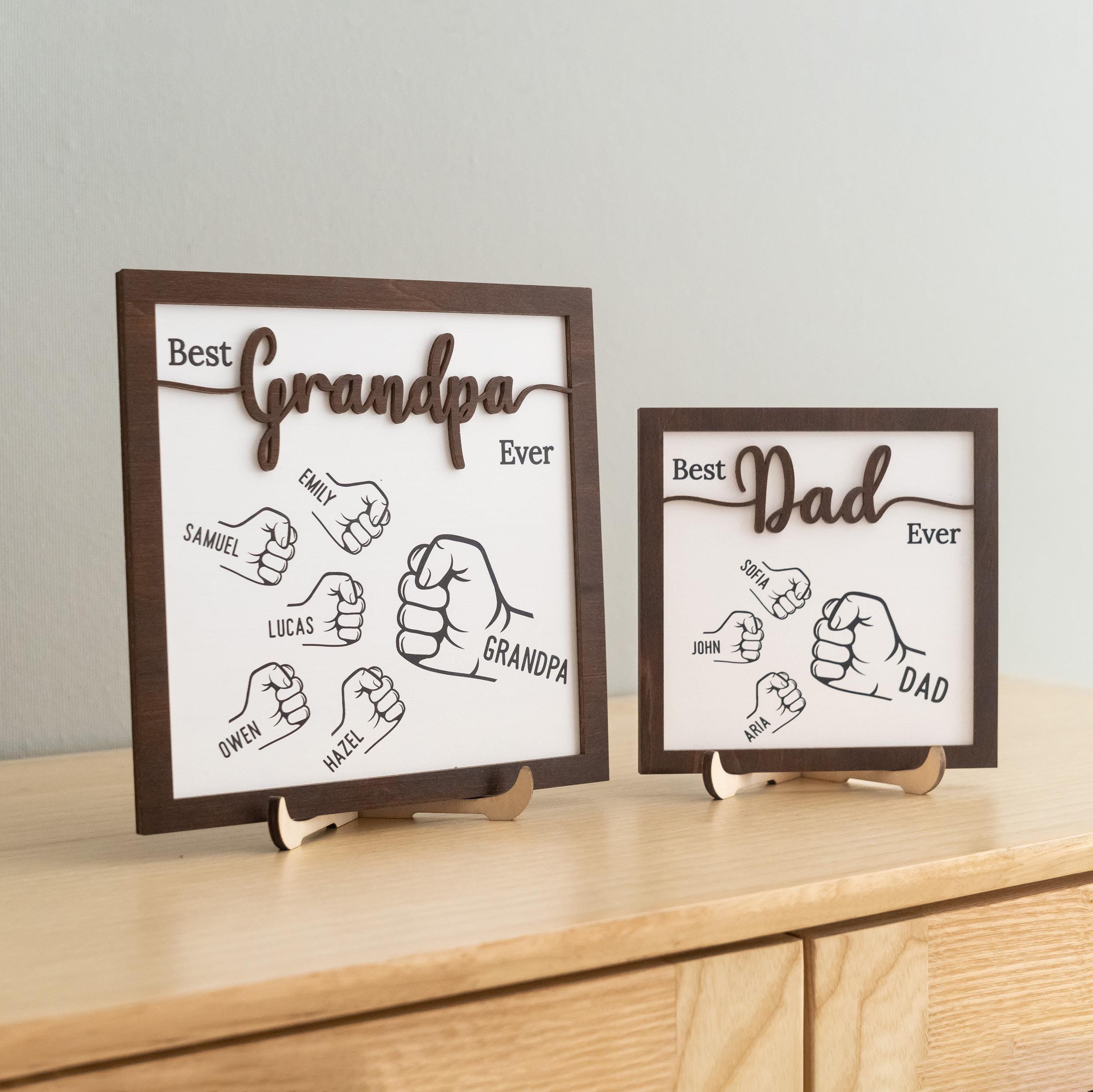Custom Fist Bump Dad Sign, Personalized Wooden Gift From Kids, Father's ...