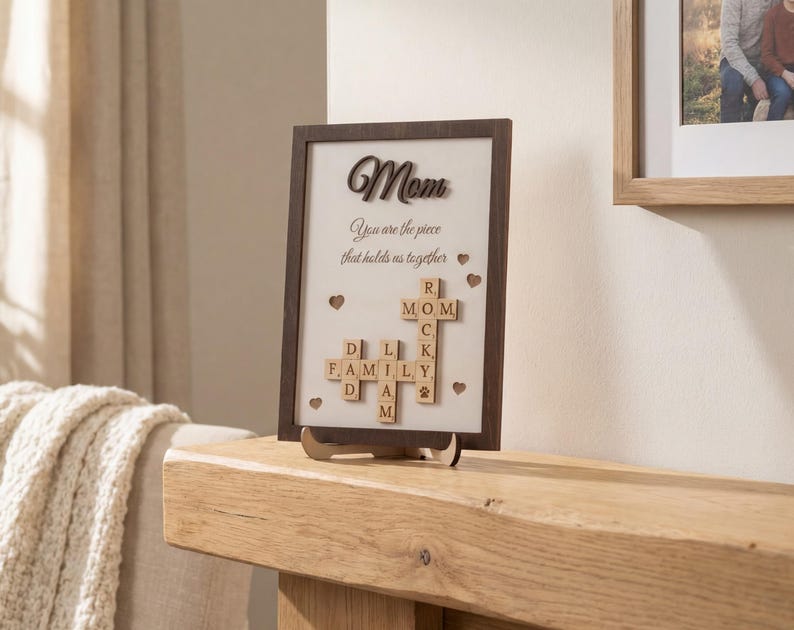 Family Crossword Name Sign, Grandkid Name Sign, Gift for Grandma ...