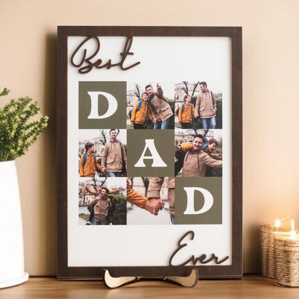 Custom Wooden Dad Picture Frame, Best Dad Ever Photo Gift for Father's ...