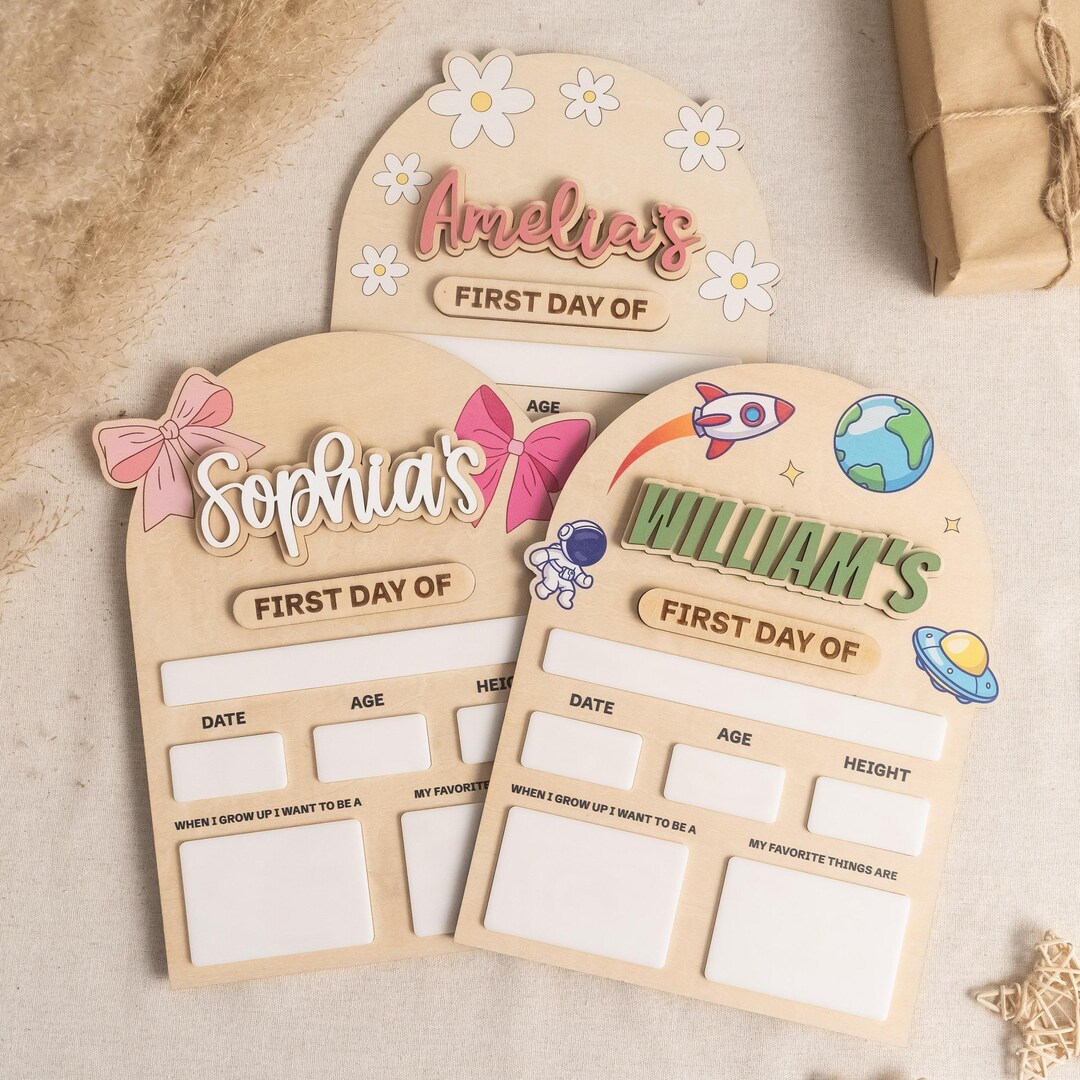 Reusable First Day of School Board, Personalized Keepsake for Kids Y91 ...