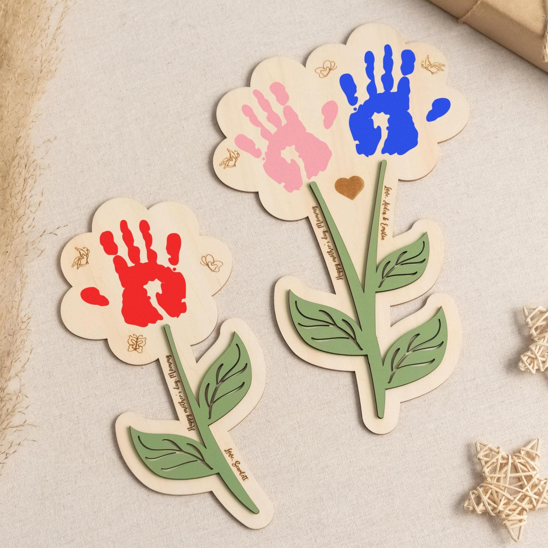 Personalized Floral Handprint Sign, Mother Day Art, Handprint Art ...