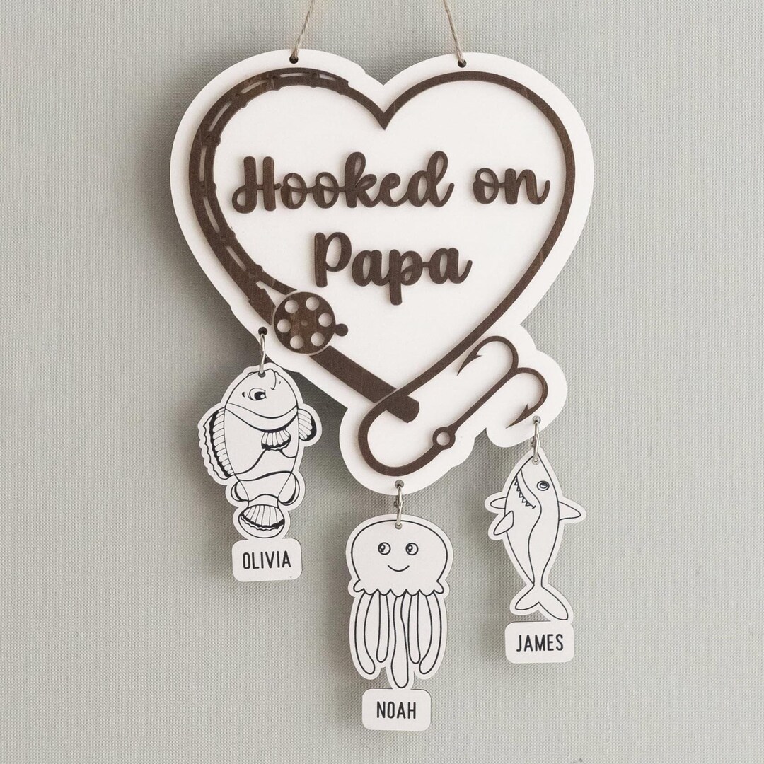 Modern Hooked on Papa Sign – Personalized Minimalist Wooden Wall Decor ...