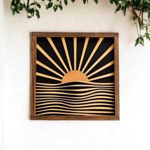 Sun Wood Set, Rustic Wall Hanging, Living Room Art, Large Wall Hanging ...