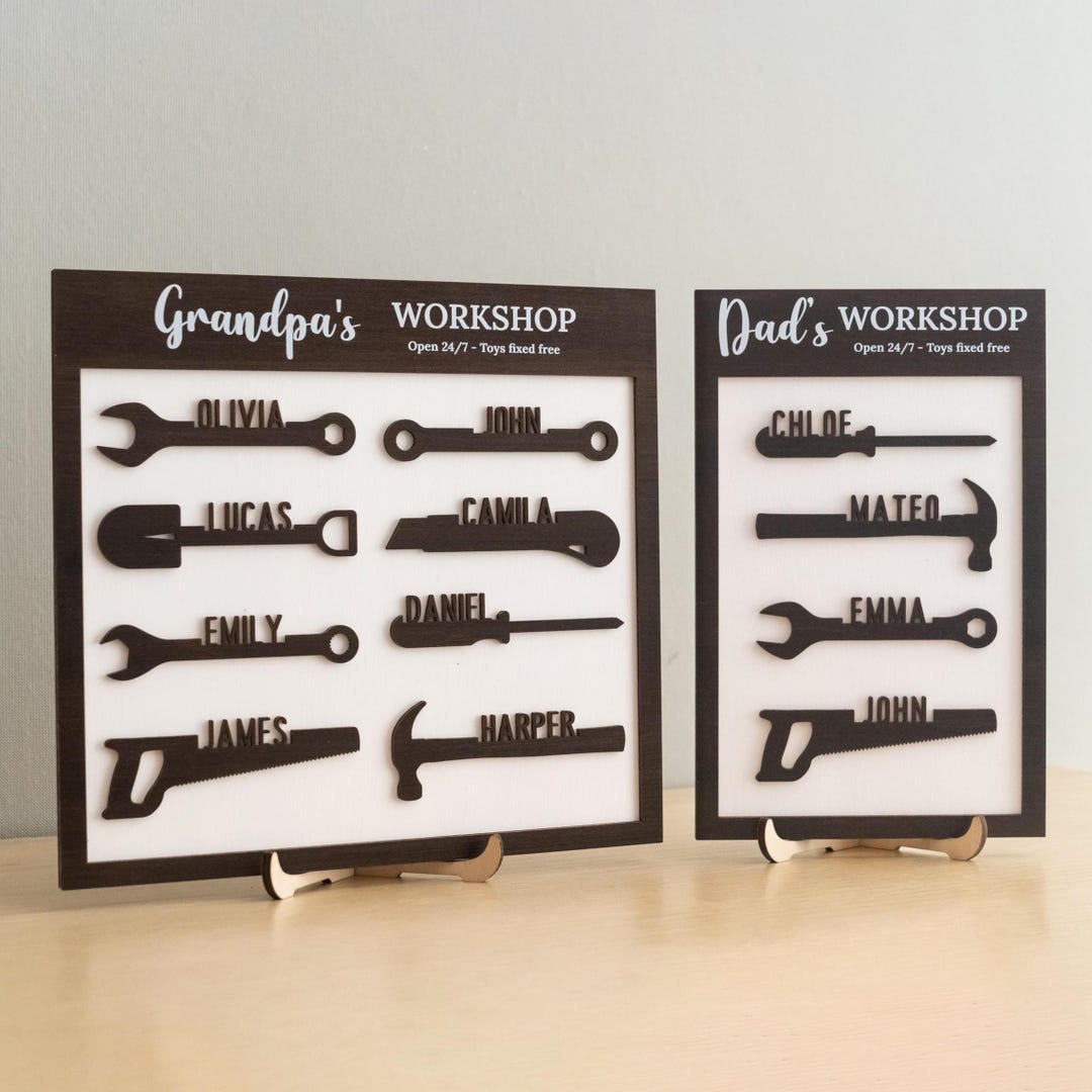 Modern Dad & Grandpa Workshop Sign, Personalized Wooden Garage Decor, Father's Day Gift Y82 - Etsy